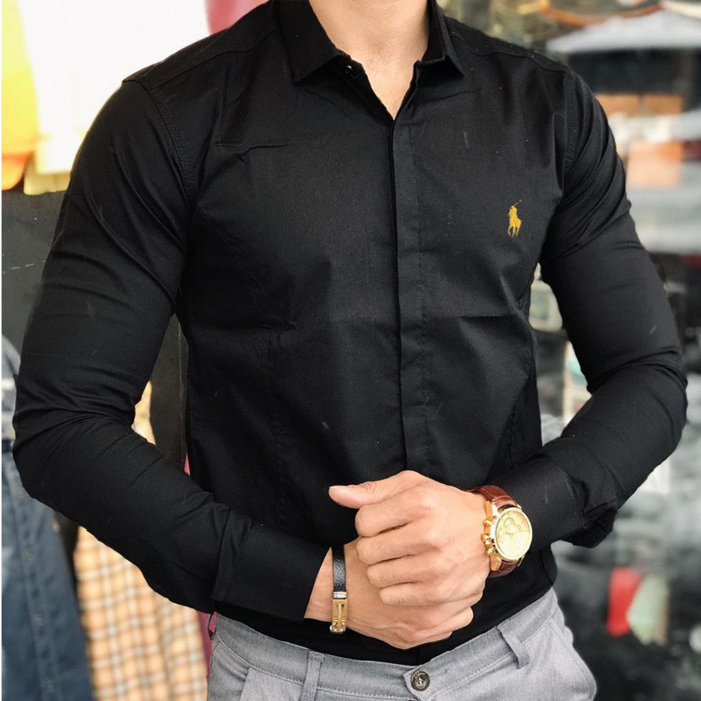 پیراهن Polo آستین بلند مردانه مشکی کد 115